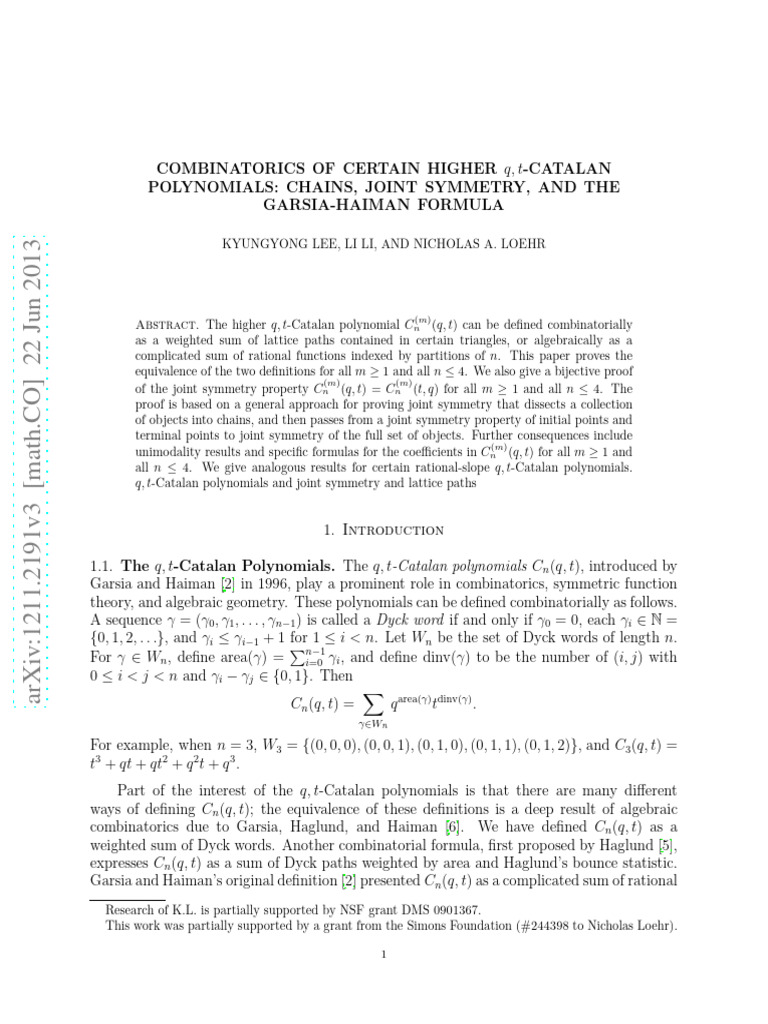 1211 2191 | PDF | Combinatorics | Polynomial