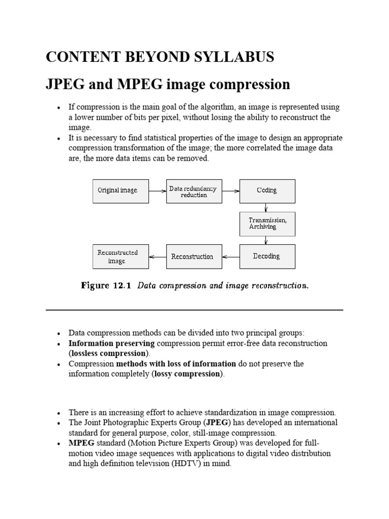 JPEG and MPEG Image Compression | PDF | Data Compression | Video