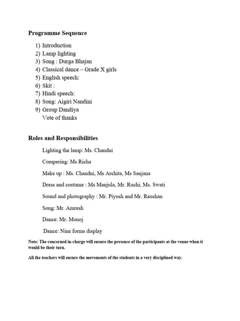 Programme Sequence | PDF