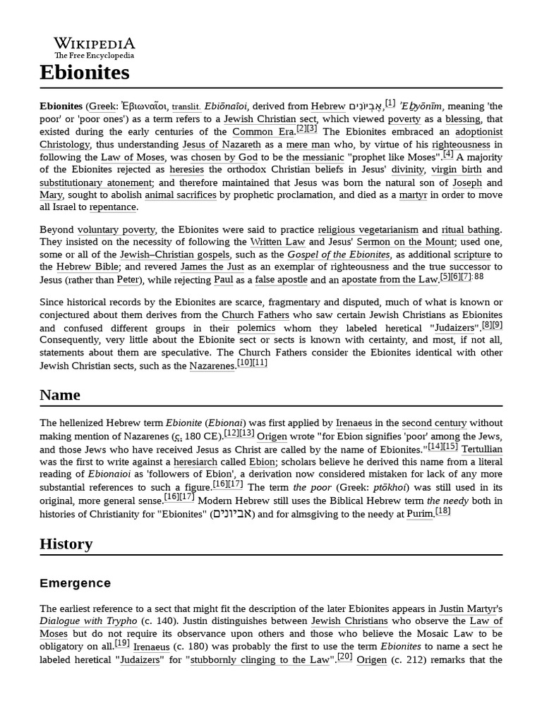 Ebionites | PDF | Christianity And Judaism Related Controversies ...