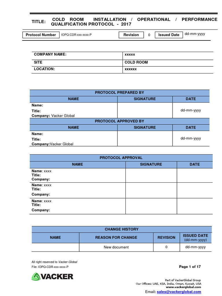 Temperature Mapping and Qualification Protocol For Cold Room Protocol ...