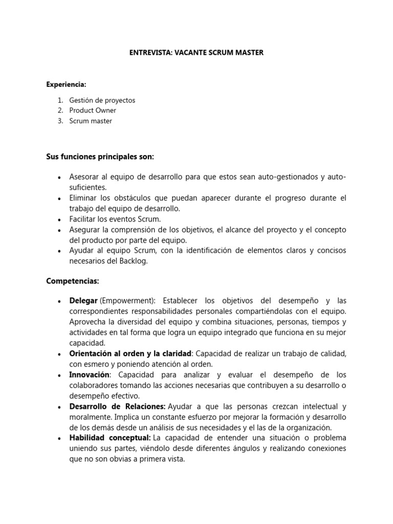 Preguntas Técnicas Rol de Getsión de Proyectos | PDF | Scrum (desarrollo de software)