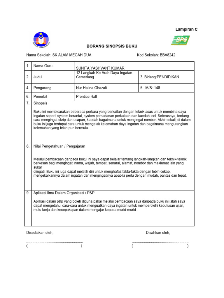 Sinopsis Buku Template | PDF