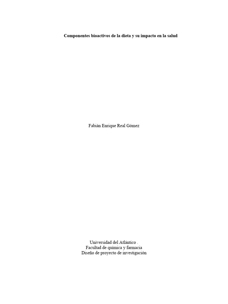 Componentes Bioactivos de La Dieta y Su Impacto en La Salud | PDF ...