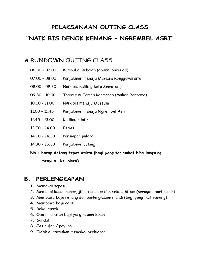 Rundown Outing Class | PDF