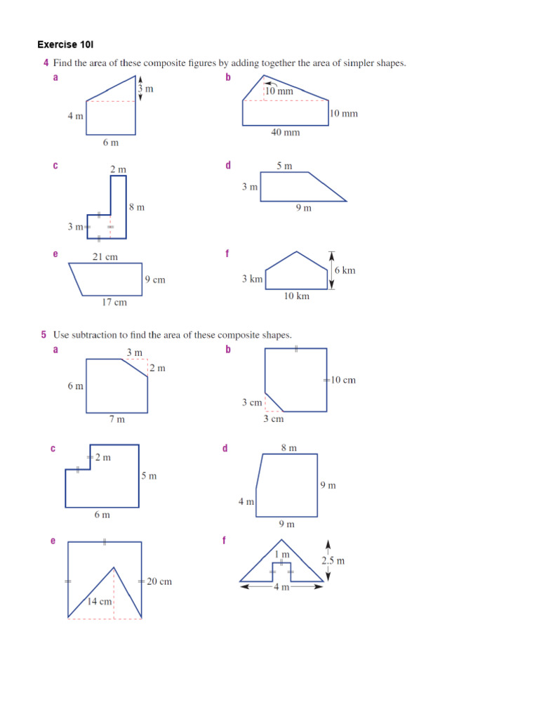 Area of Composite Shapes Questions | PDF