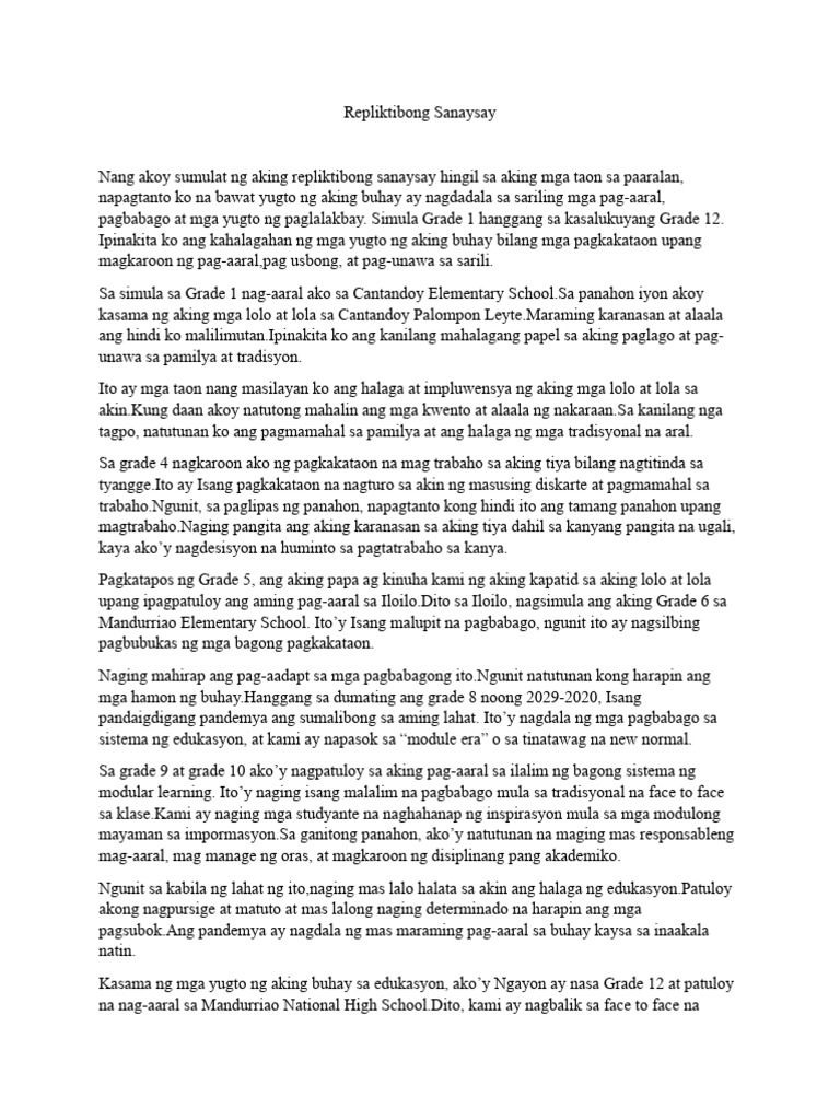 Repliktibong Sanaysay | PDF