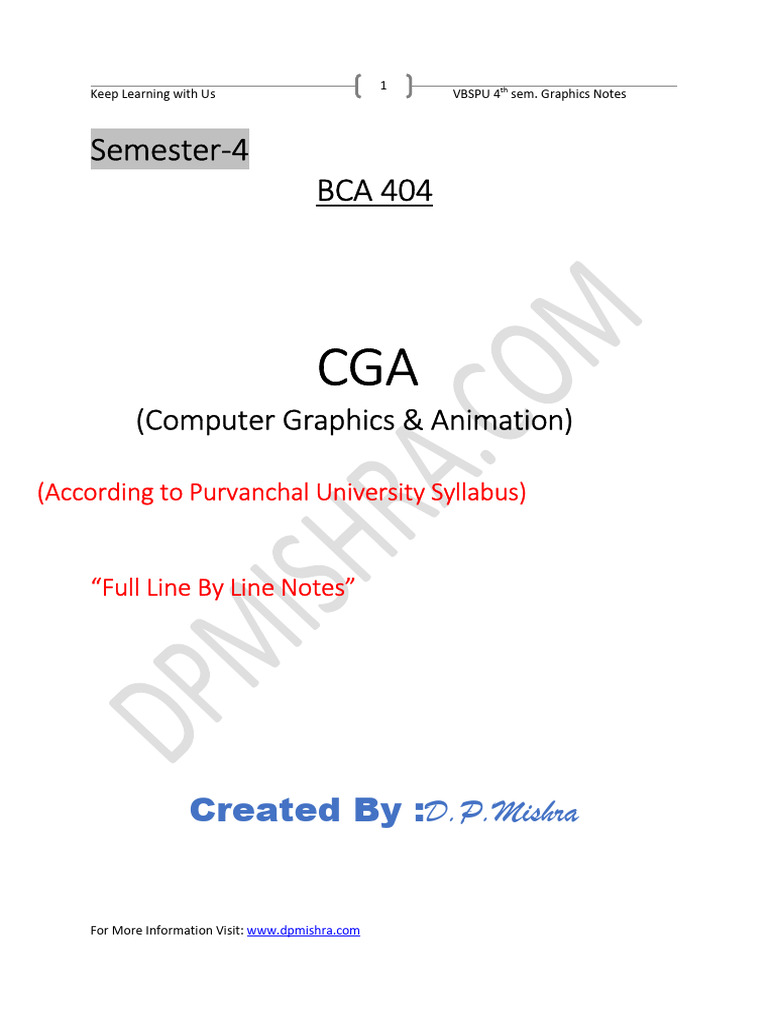 Computer Graphics & Animation BCA 4th Sem Notes Based On VBSPU Syllabus ... Computer Graphics & Animation BCA 4th Sem Notes Based On VBSPU Syllabus ...