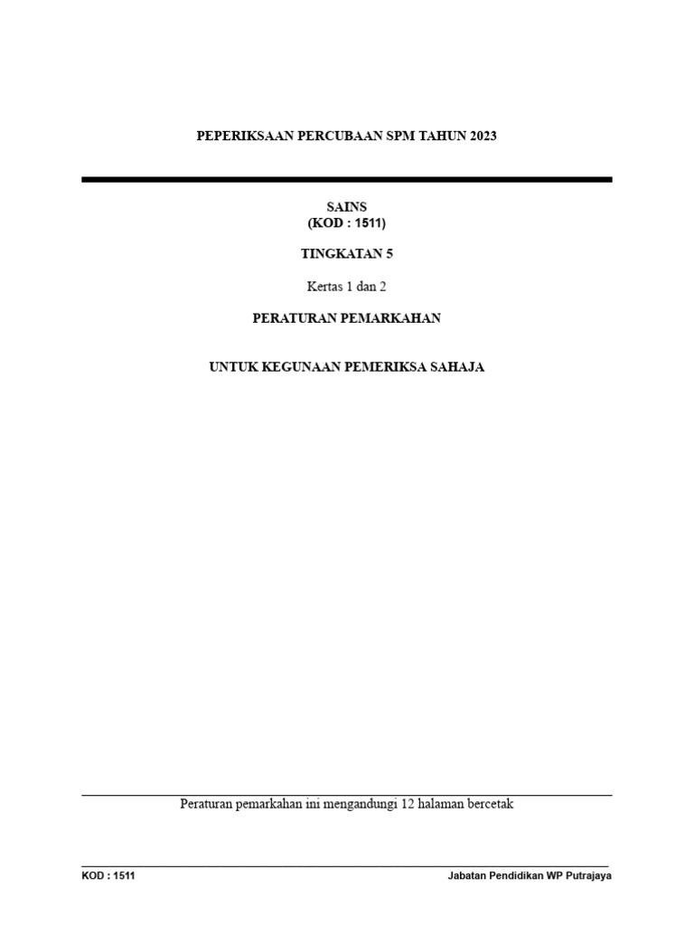 9 Sains PPC 2023 Putrajaya Set 2 (Skema) | PDF