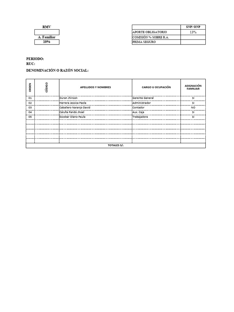 Libro de Planillas | PDF | Ingresos | Economias