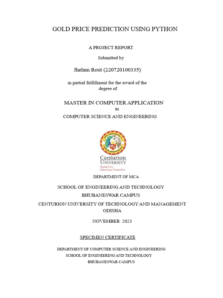 Gold Price Prediction Using Python | PDF | Machine Learning | Forecasting