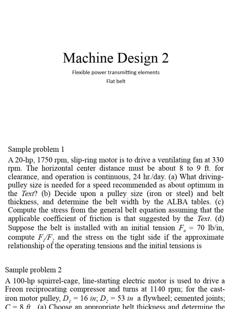 2 Machine Design 2 | PDF | Belt (Mechanical) | Machines