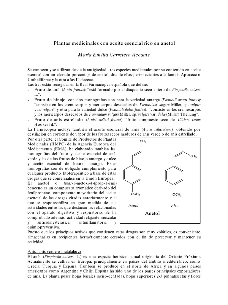 Plantas Medicinales Con Aceite Esencial Rico en Anetol: María Emilia ...
