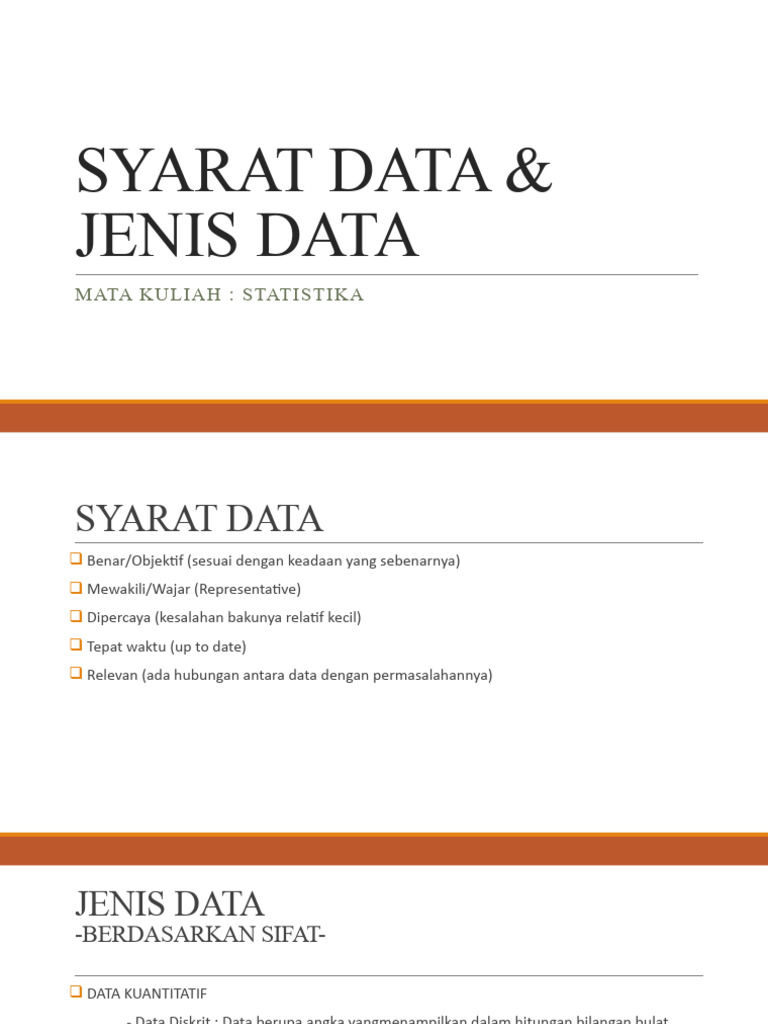 Syarat & Jenis Data - Statistika | PDF | Komputer