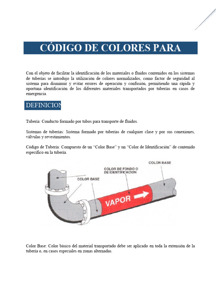 Codigo de Colores para Tuberias | PDF | Tubería (transporte de fluidos) | Ciencias fisicas