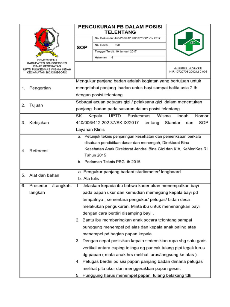 12.SOP Mengukur PB | PDF