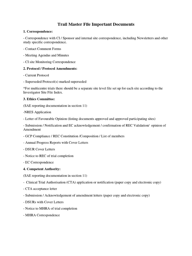 Trial Master File Documents | PDF | Clinical Trial | Pharmacovigilance Trial Master File Documents | PDF | Clinical Trial | Pharmacovigilance