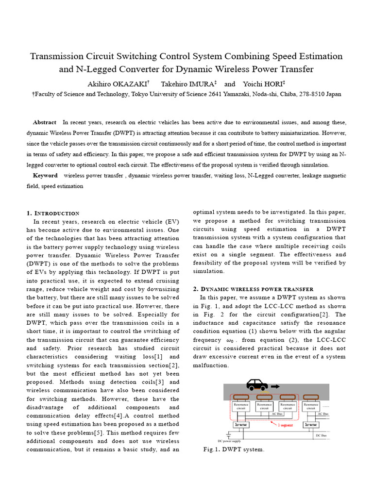 Transmission Circuit Switching Control System Combining Speed Estimation And N Legged Converter
