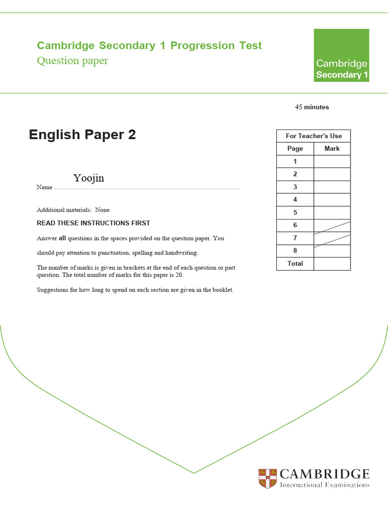 Practise Paper 2 Questions | PDF