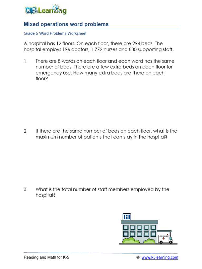 Grade 5 Word Problems Mixed Operations F | PDF