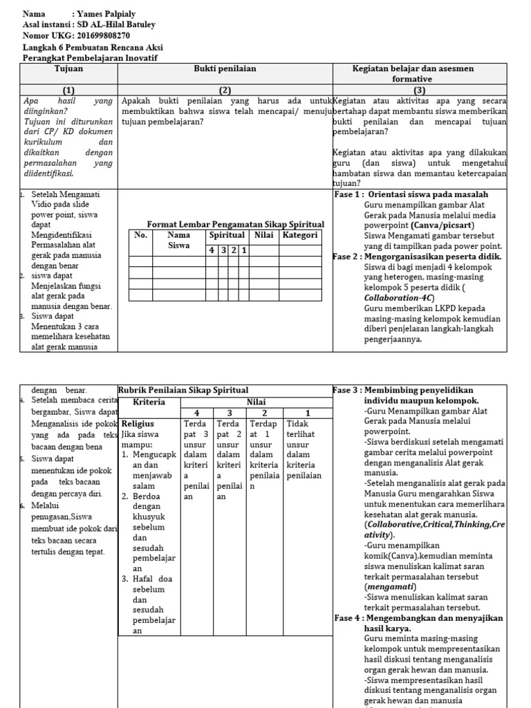Langkah 6 Pembuatan Rencana Aksi | PDF