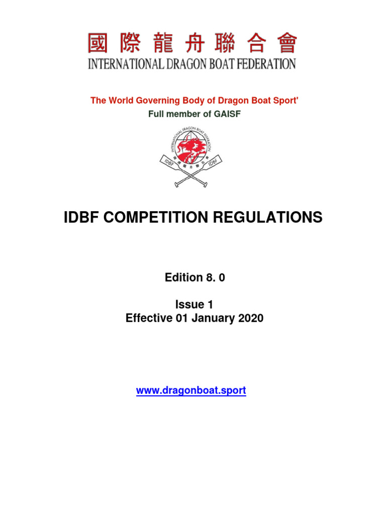 2020 IDBF Competition Regulations | PDF | Rowing (Sport) | Boat Racing