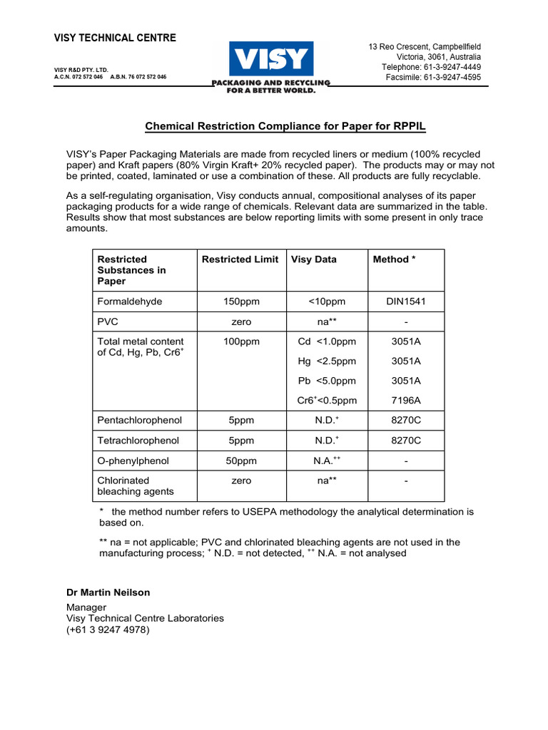 Visy Paper Pulp % | PDF | Paper | Physical Sciences