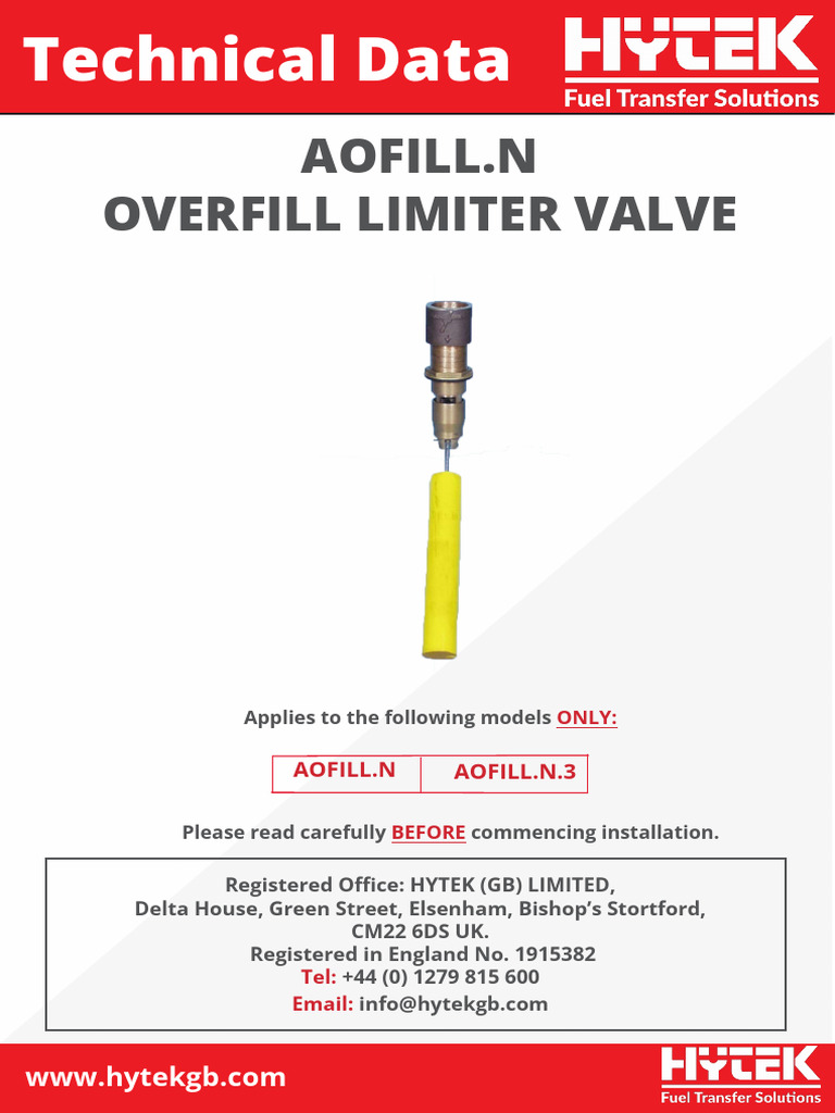 Hytek Overfill Prevantion | PDF | Valve | Municipal Solid Waste