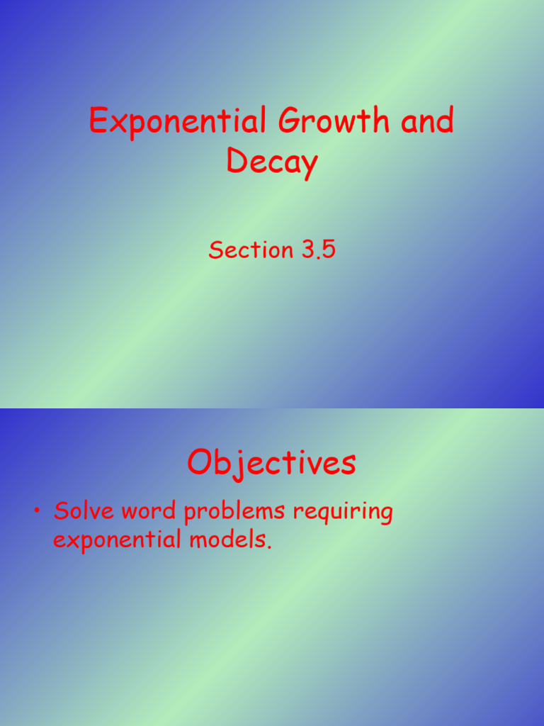 Exponential Growth and Decay | PDF