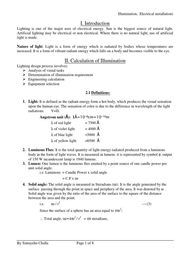 Calculation of Illumination | PDF | Lighting | Light