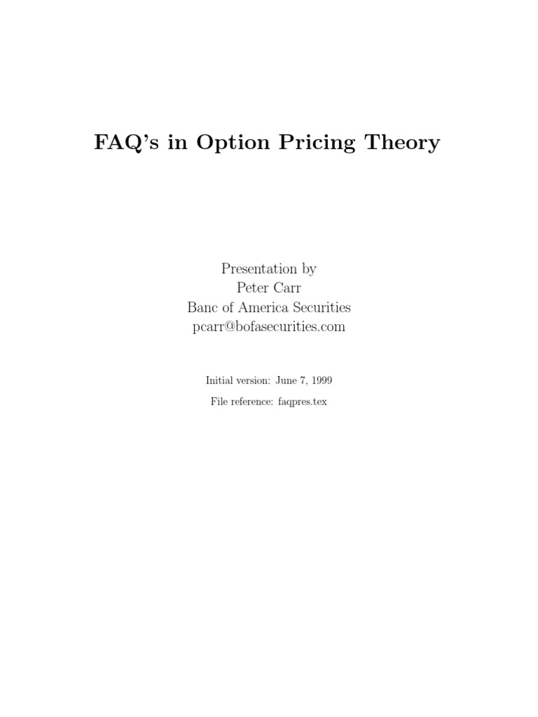 FAQ Option Pricing Theory | PDF | Black–Scholes Model | Option (Finance)