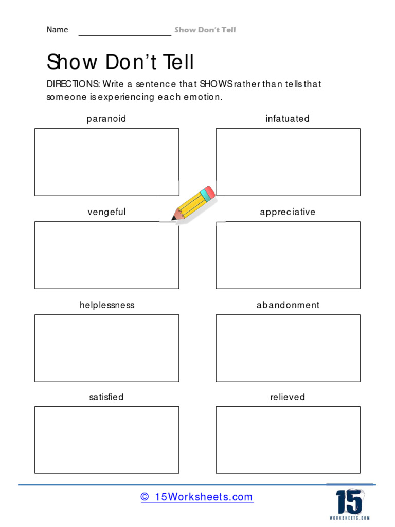 Show Don't Tell Emotion Worksheets | PDF | Poetry | General Fiction