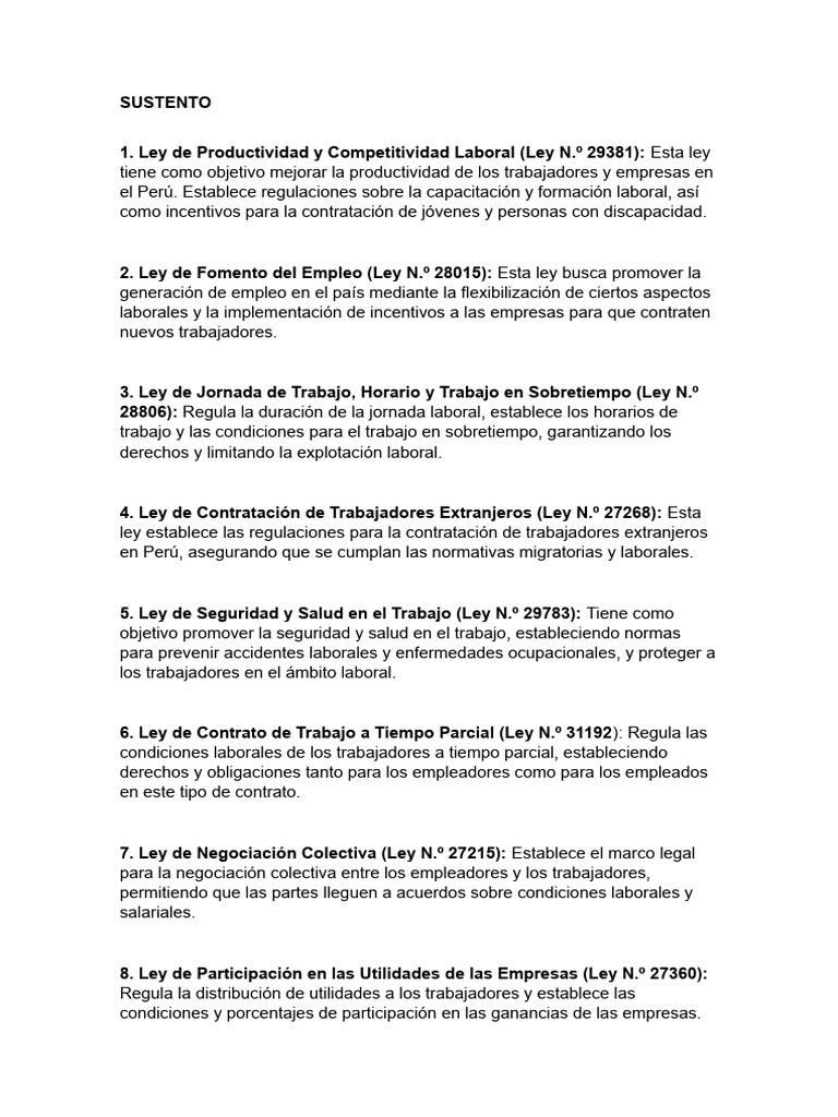 SUSTENTO | PDF | Derecho laboral | Seguridad y salud ocupacional