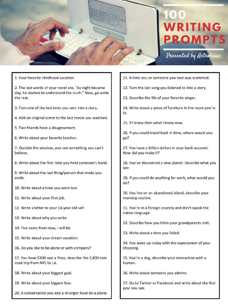 100 Writing Prompts By Astrohaus Pdf