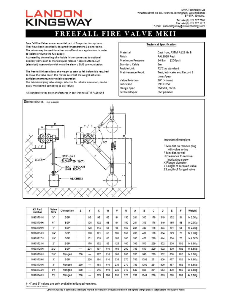 109037XX Free Fall Fire Valve 1 | Download Free PDF | Valve ...