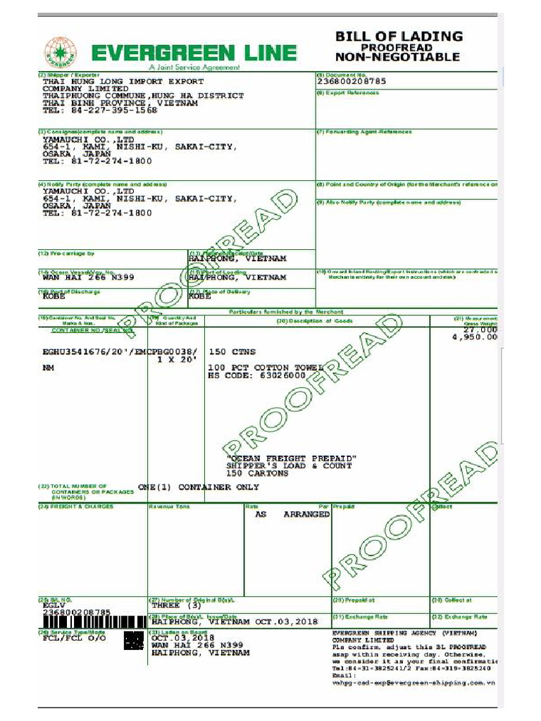 BL Hãng Evergreen | PDF