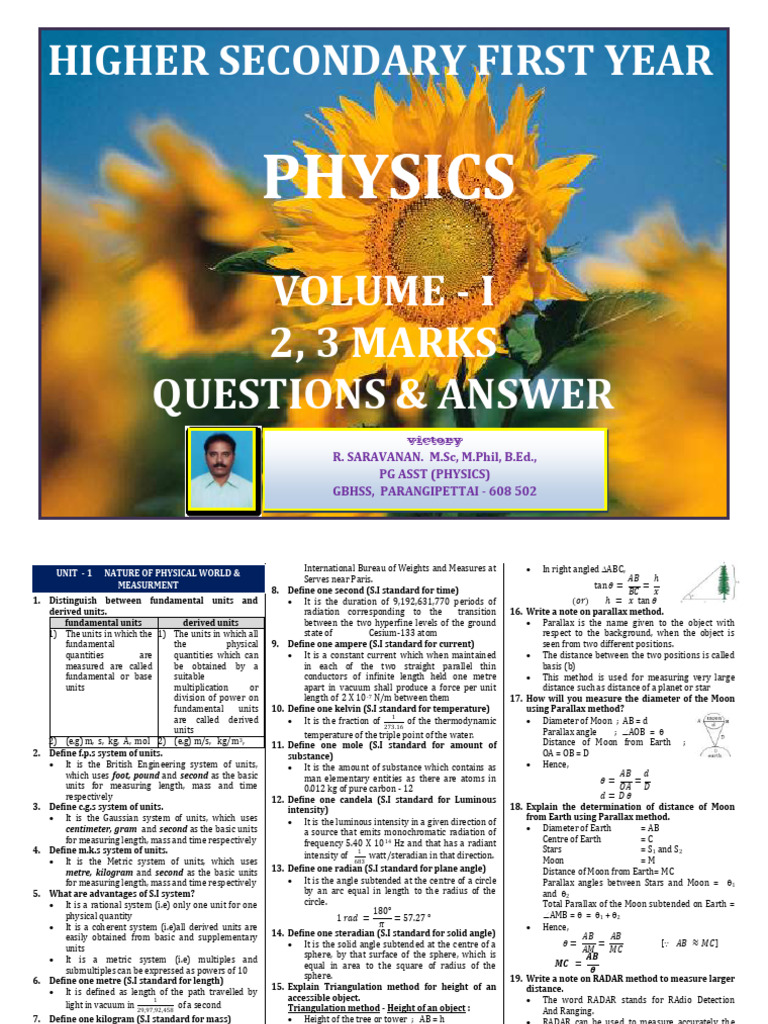 Physics Q&A for High School Students | PDF | Velocity | Acceleration