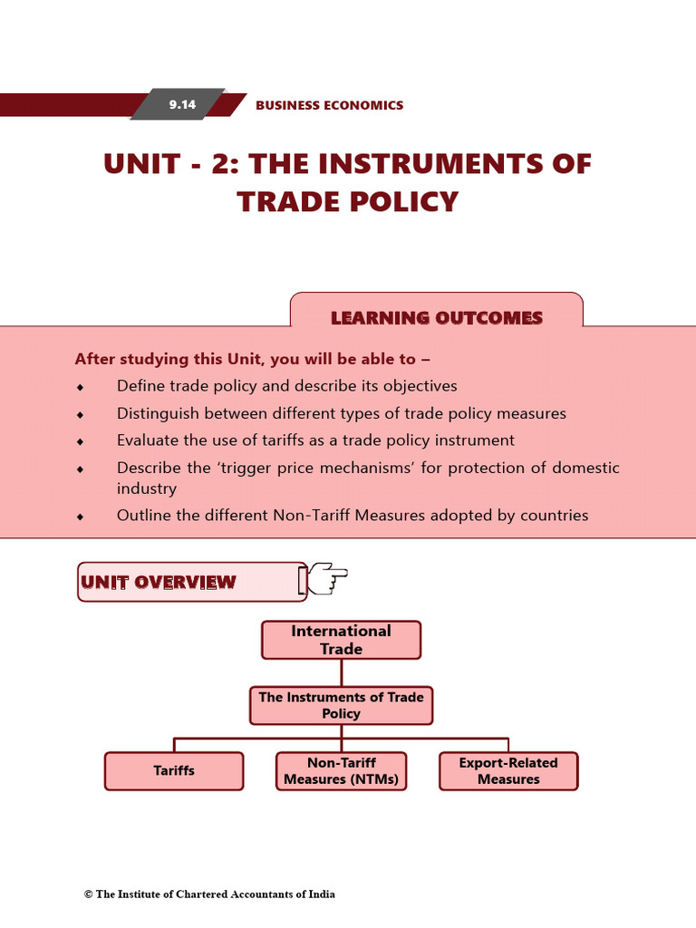 Unit - 2: The Instruments of Trade Policy: Learning Outcomes | PDF ...