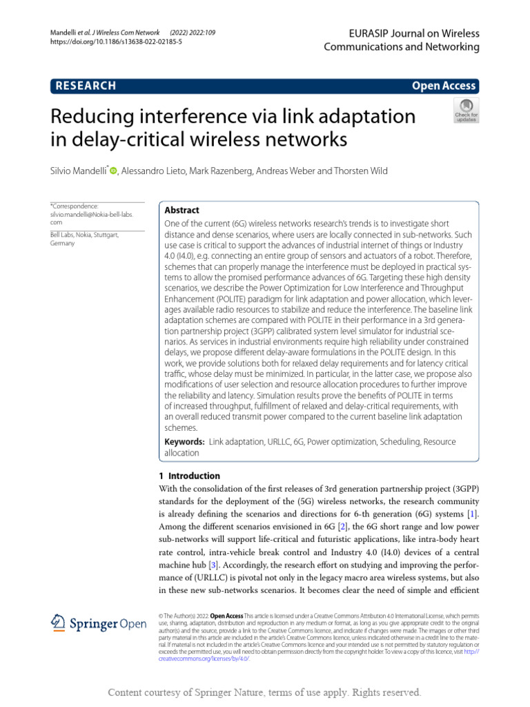Reducing Interference Via Link Adaptation in Delay | PDF | Radio | Scheduling (Computing)