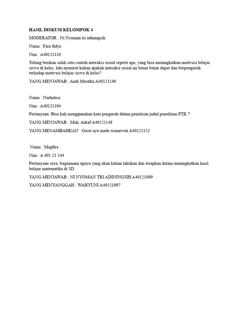 Hasil Diskusi Kelompok 4 | PDF