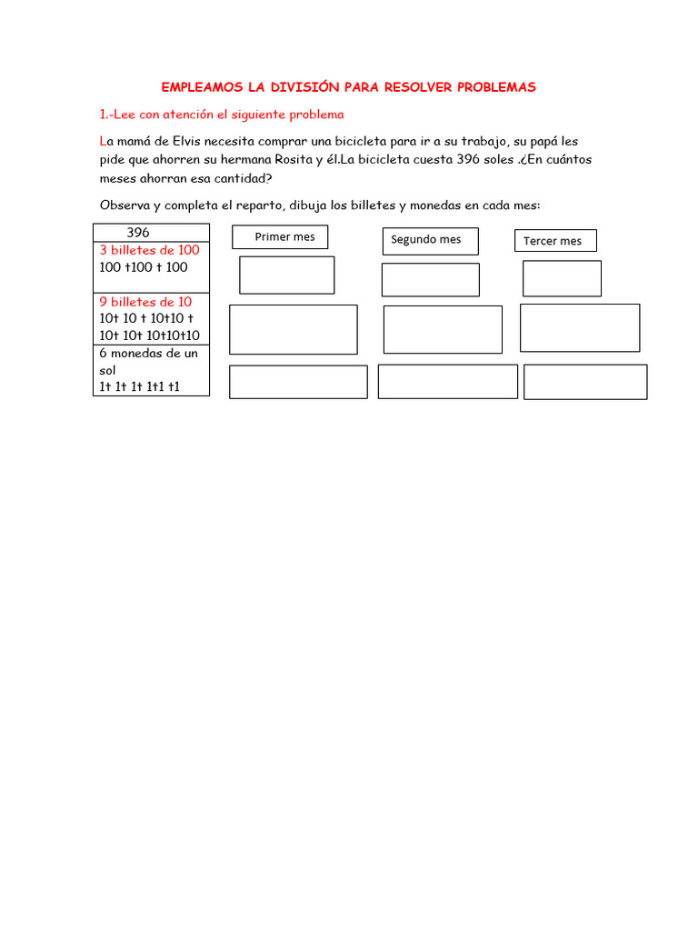 EMPLEAMOS LA DIVISIÓN PARA RESOLVER PROBLEMAS | PDF