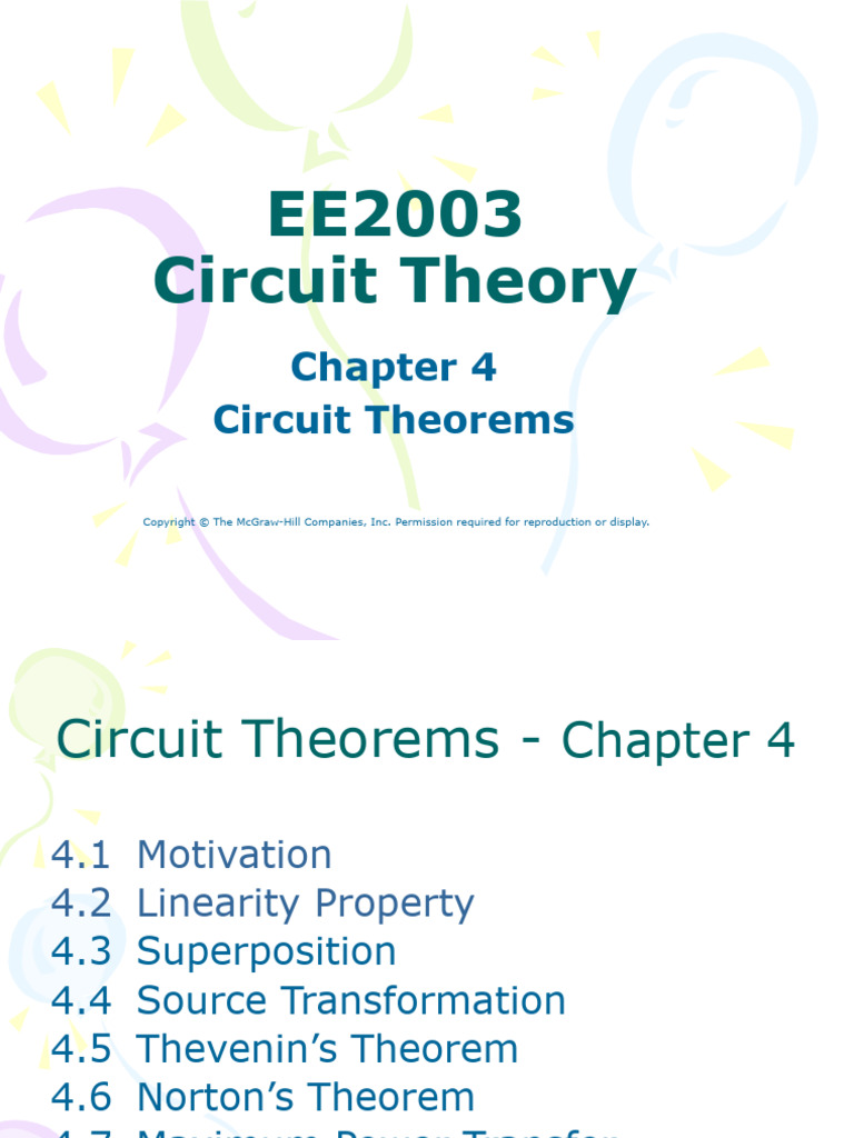 Chapter4 Circuit Theorems - Cicuit Theory | PDF | Electrical Network | Electrical Engineering