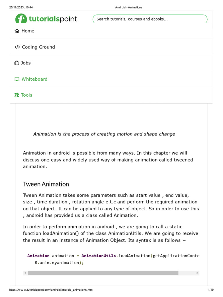 Android - Animations | PDF | Method (Computer Programming) | Android (Operating System)