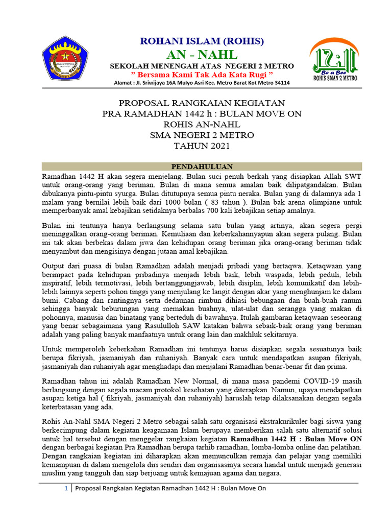 Proposal Ramadhan Bulan Move On | PDF