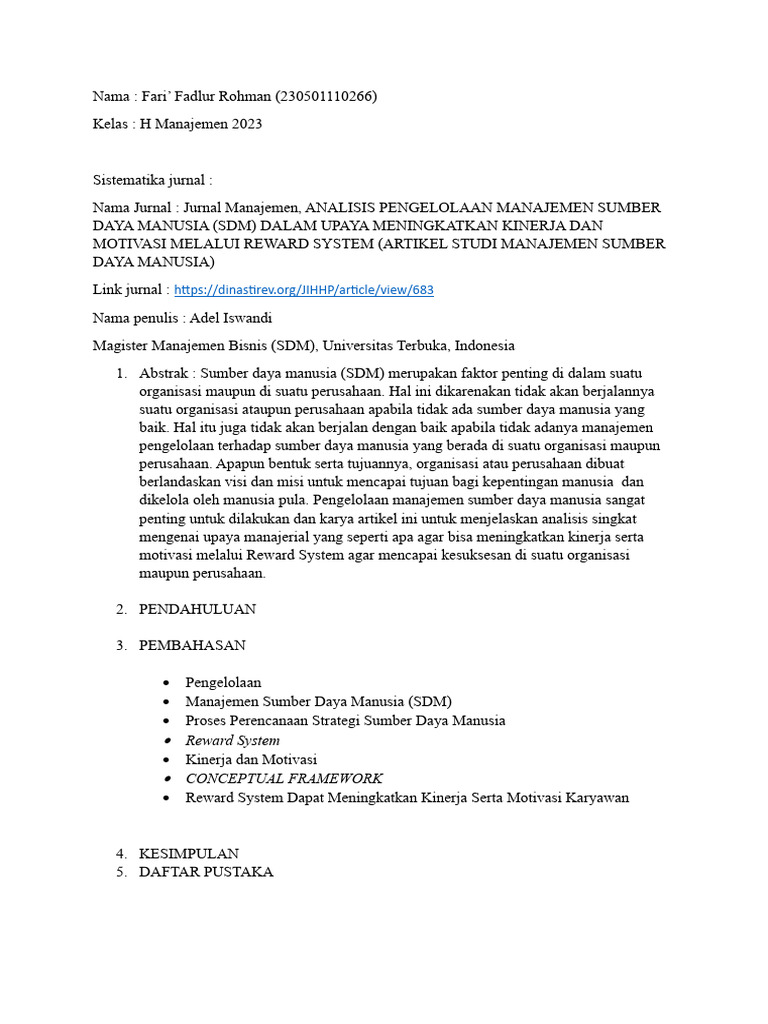 Sistematika Jurnal Bindo | PDF