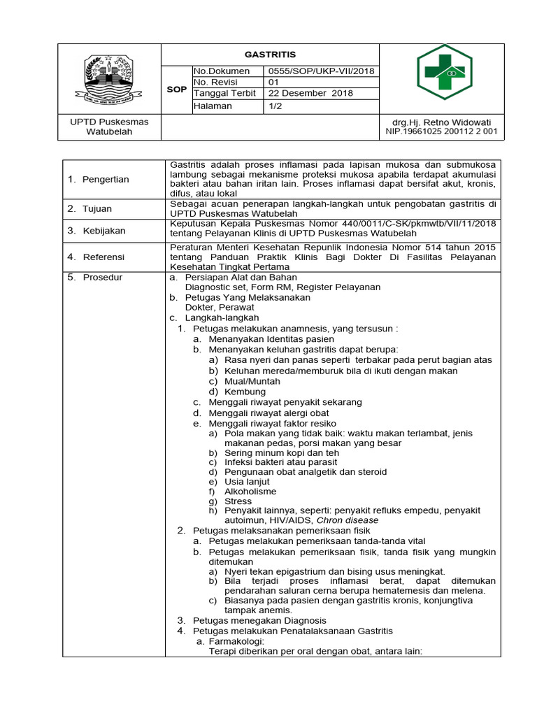 Sop Gastritis | PDF