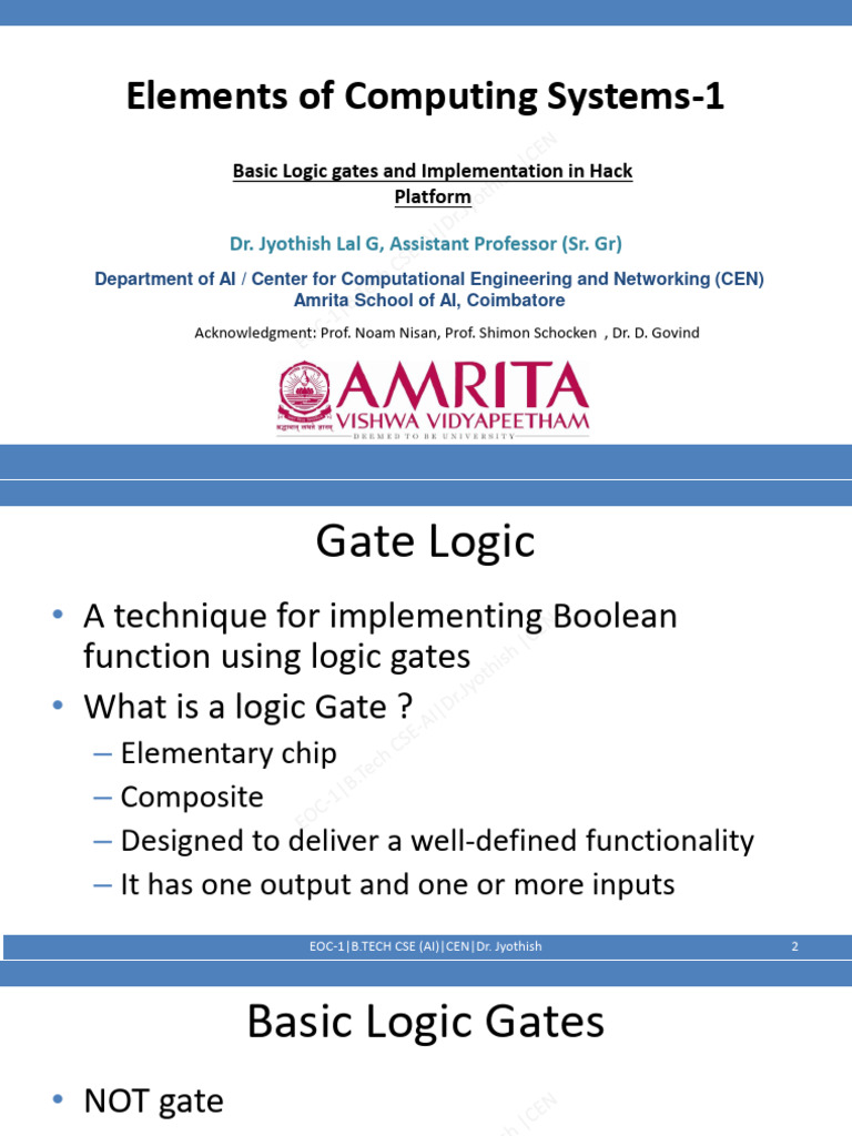 Basic Logic Gates and Its Implementation - Part 1 | PDF | Logic Gate ...