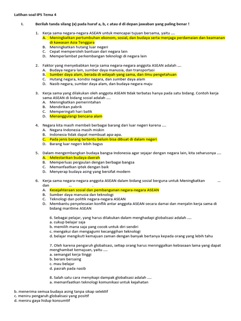 Latihan Soal IPS Tema 4 | PDF