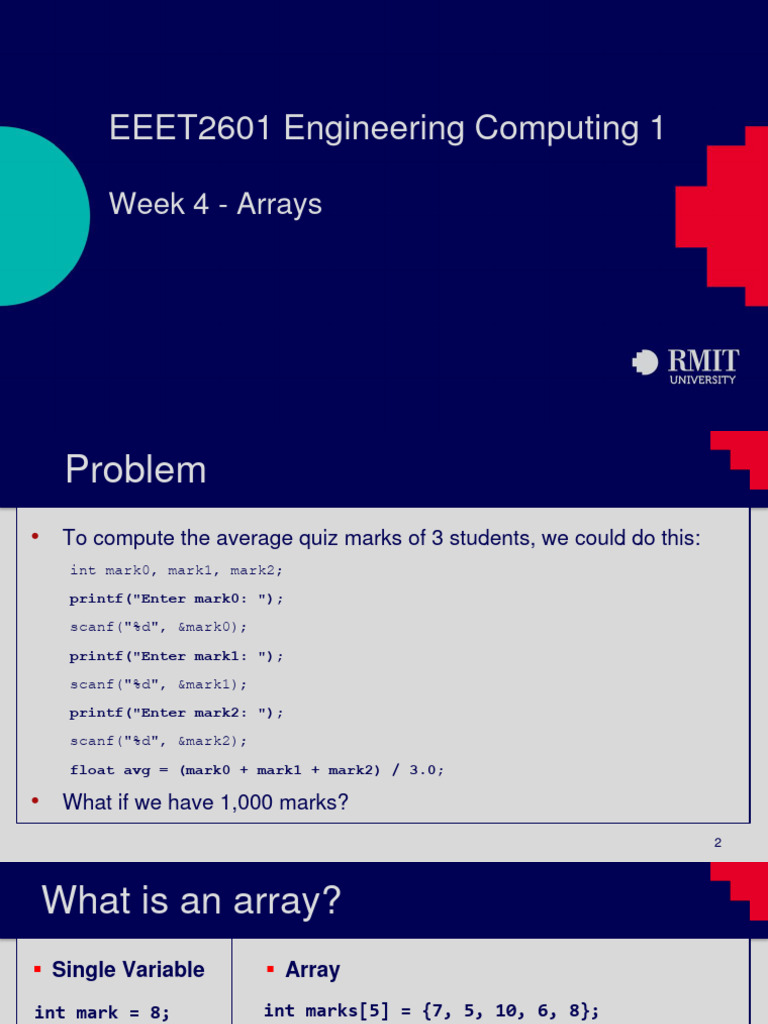 Lecture - Arrays | PDF | Integer (Computer Science) | Computer Science Lecture - Arrays | PDF | Integer (Computer Science) | Computer Science