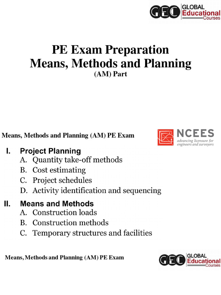 Means and Methods PE AM | PDF | Engineering | Business